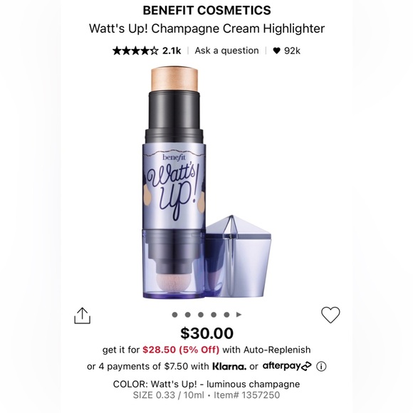Benefit | Makeup | 25 Each Nib Benefit Watts Up Soft Focus Highlighter ...